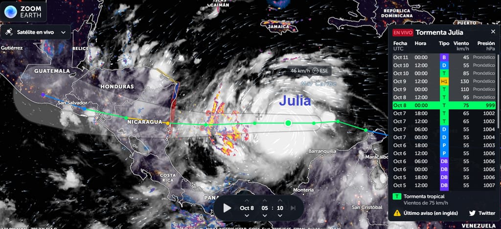 Tormenta Julia se forma en Península de Colombia